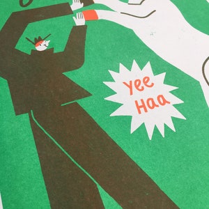 Yeehaa Green A3 Riso Print Poster - Etsy