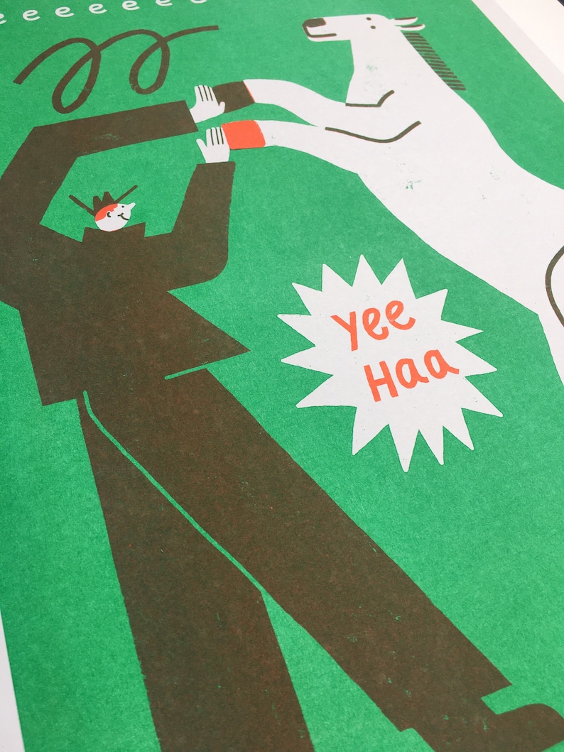 Yeehaa Green A3 Riso Print Poster - Etsy