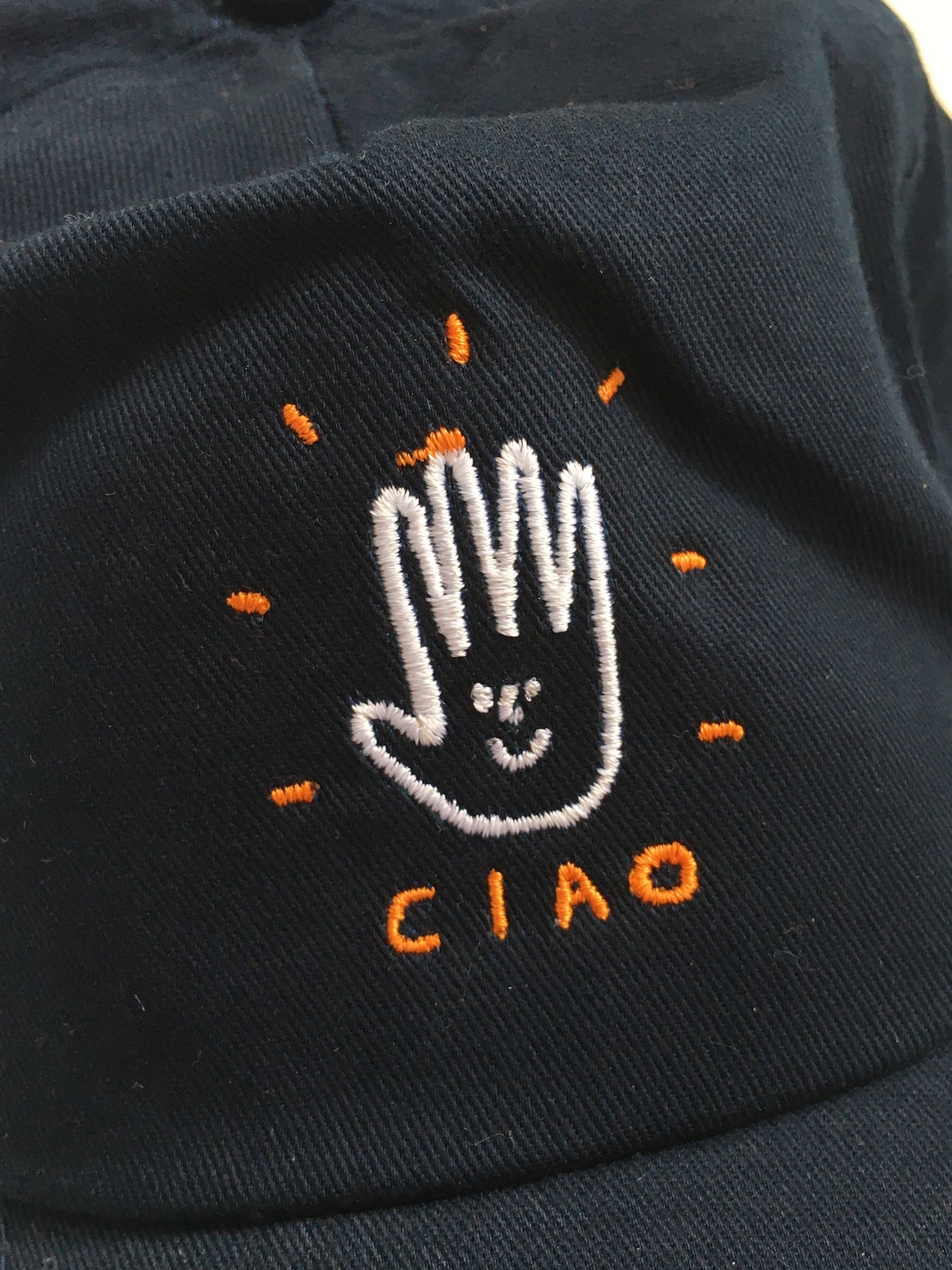 CIAO Navy Blue Embroidered Cap | Etsy UK