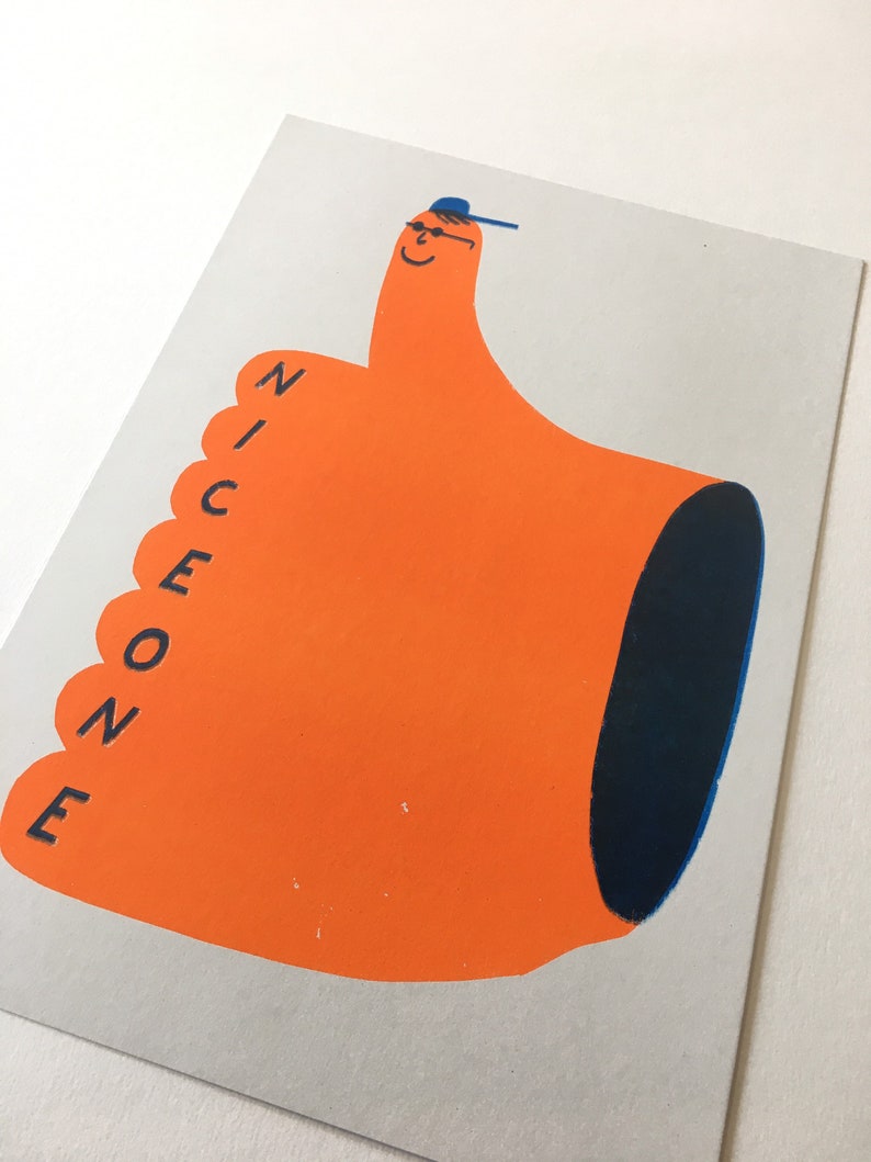 Nice One Thumbs up Risograph Print - Etsy