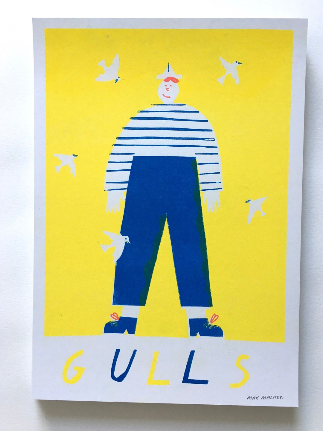 A4 3 Colour Gulls Risograph Print Poster - Etsy UK