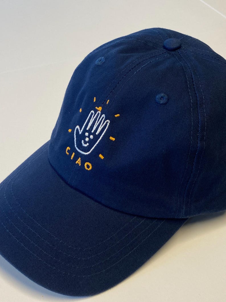 Ciao Navy Blue Embroidered Cap - Etsy