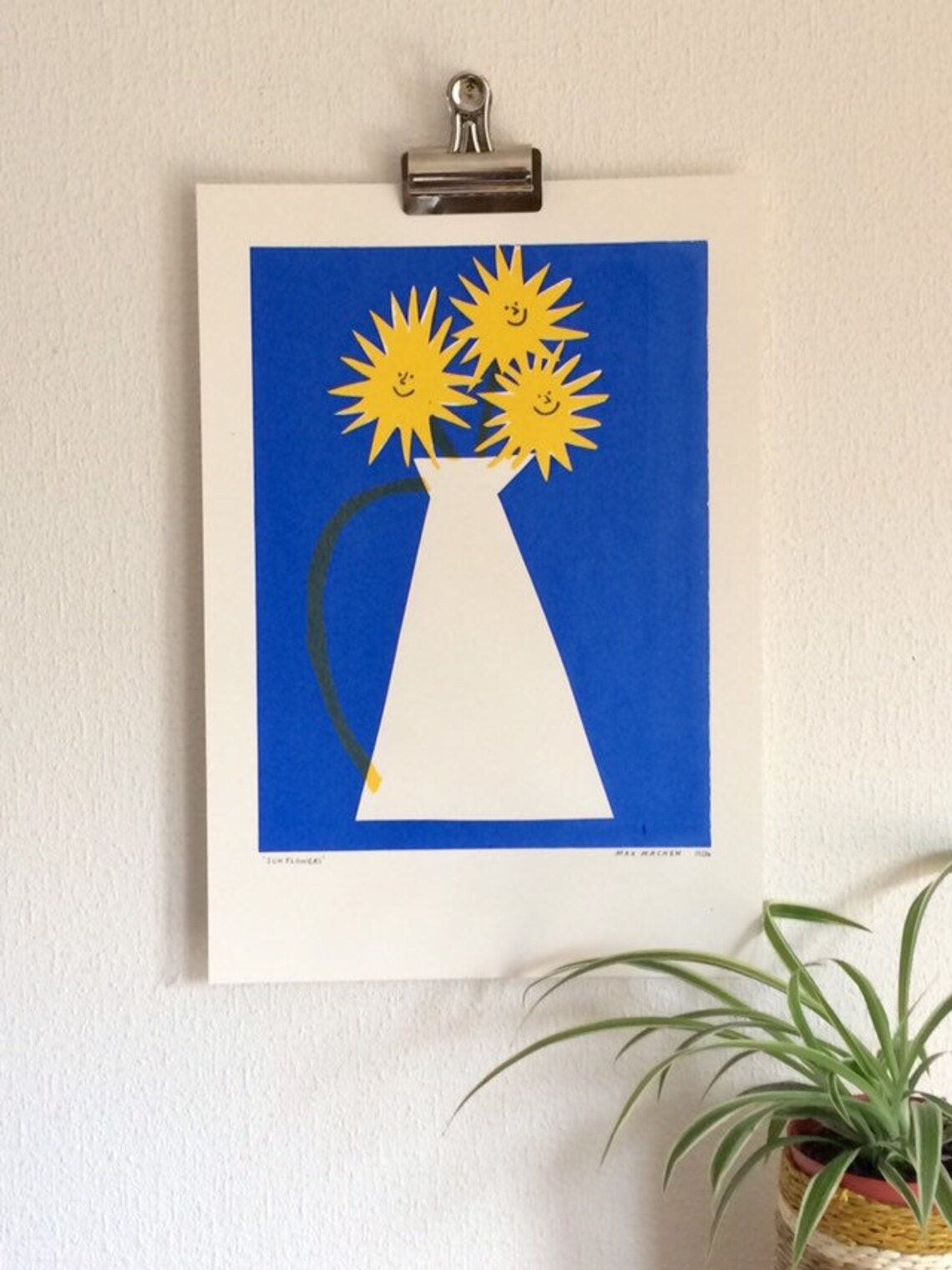 A3 2 Colour Sunflower Screen Print - Etsy