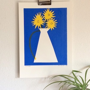 A3 2 Colour Sunflower Screen Print - Etsy