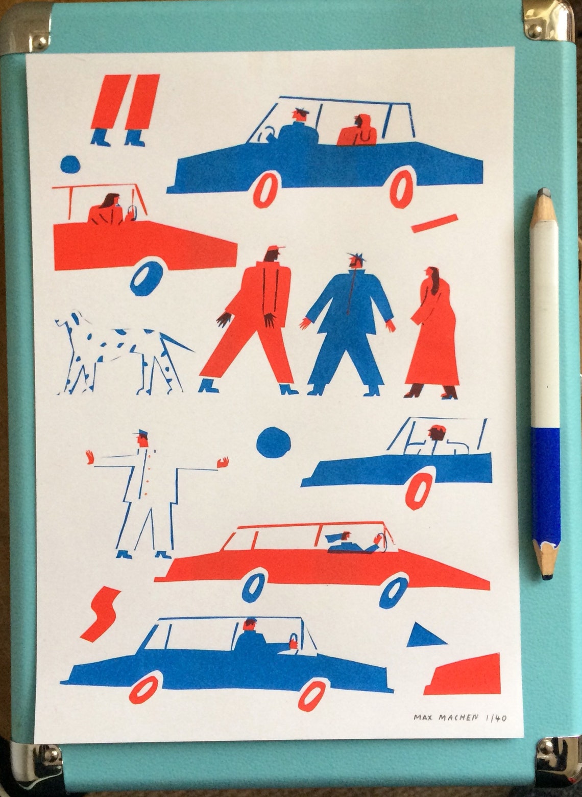 A4 Rush Hour 2 Colour Screen Print on Recycled Paper - Etsy