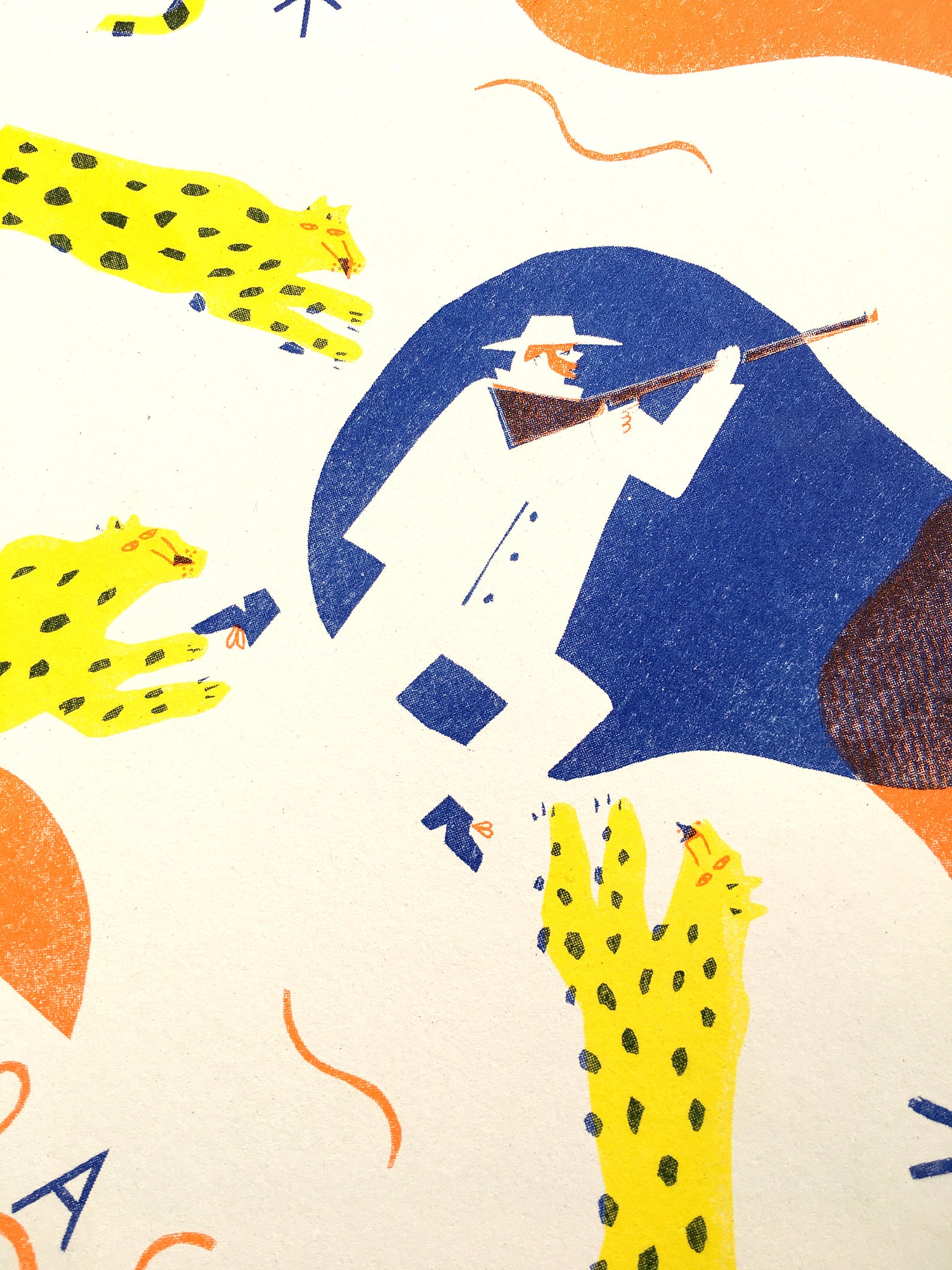 A3 3 Colour Poached Risograph Print Poster - Etsy UK