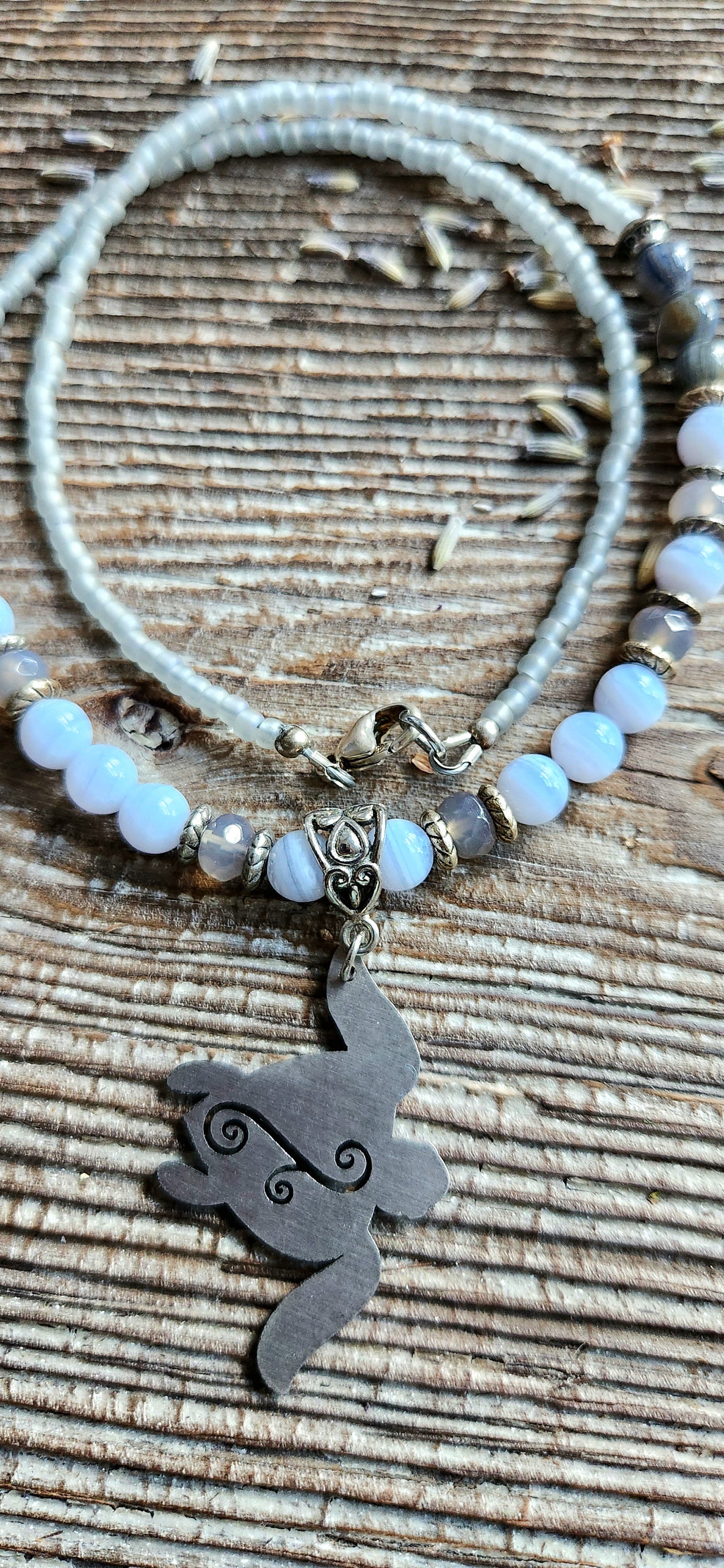Sea Turtle Necklace, Sea Turtle Pendant, Blue Lace Agate, Labradorite ...