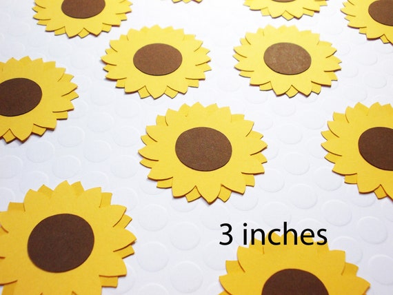 Paper Sunflower Cutouts 3 inch, Party Decoration, Sunflower Die Cuts 15 ...