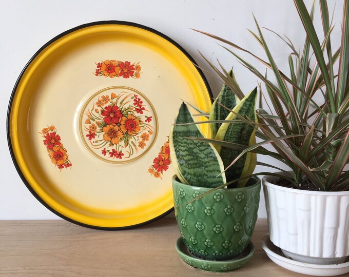 Vintage Enamel Platter, Round Enamelware Tray, Heavy Duty Metal Pan - Etsy