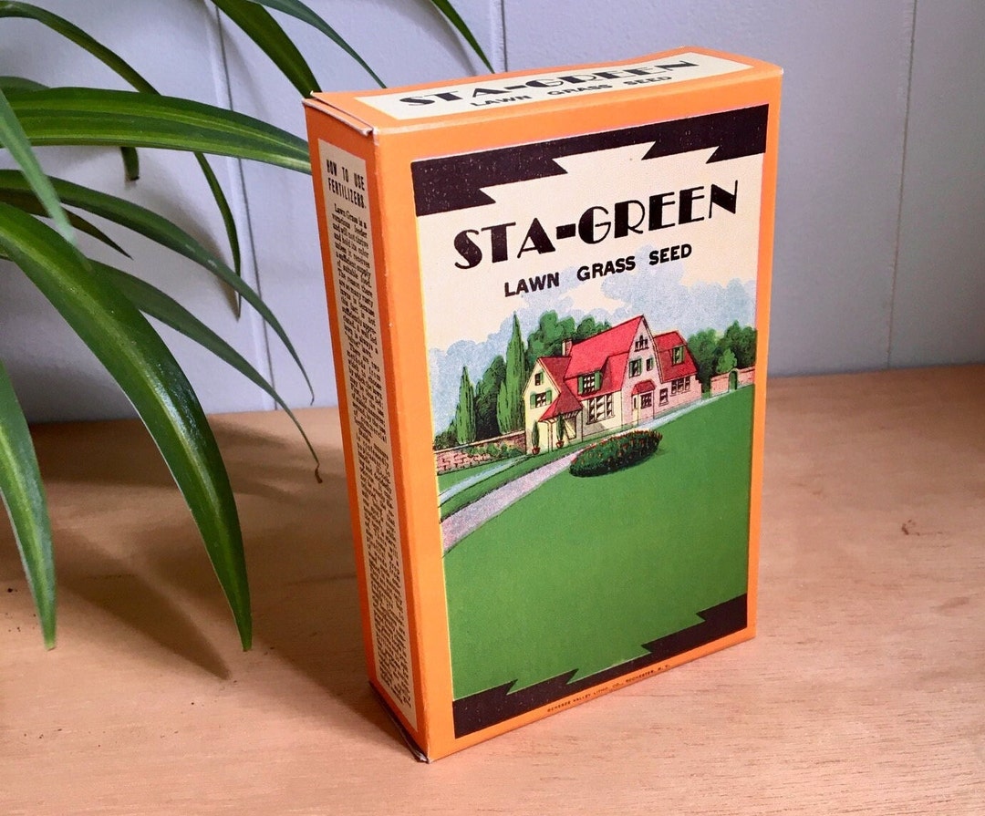 STA-GREEN Lawn Grass Seed Box, Art Deco Style Product Packaging, Empty ...