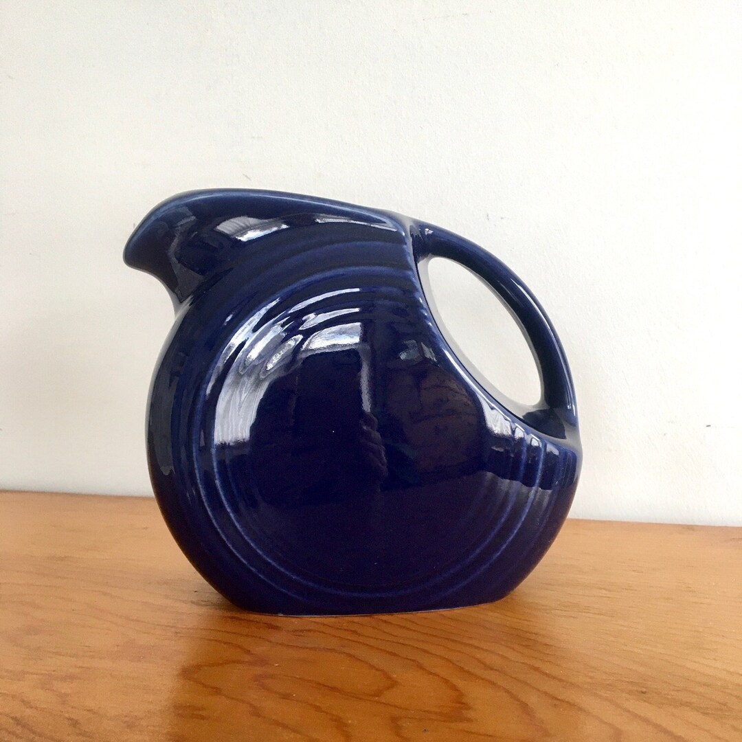Navy Blue Fiesta Pitcher Med. Size Classic Disc Design - Etsy