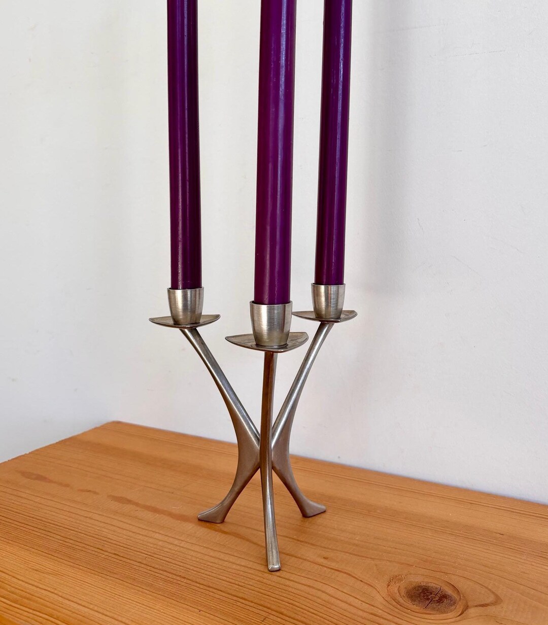 Vintage Modernist Tripod Candleholder, BM Pewter Norway, Brodrene ...