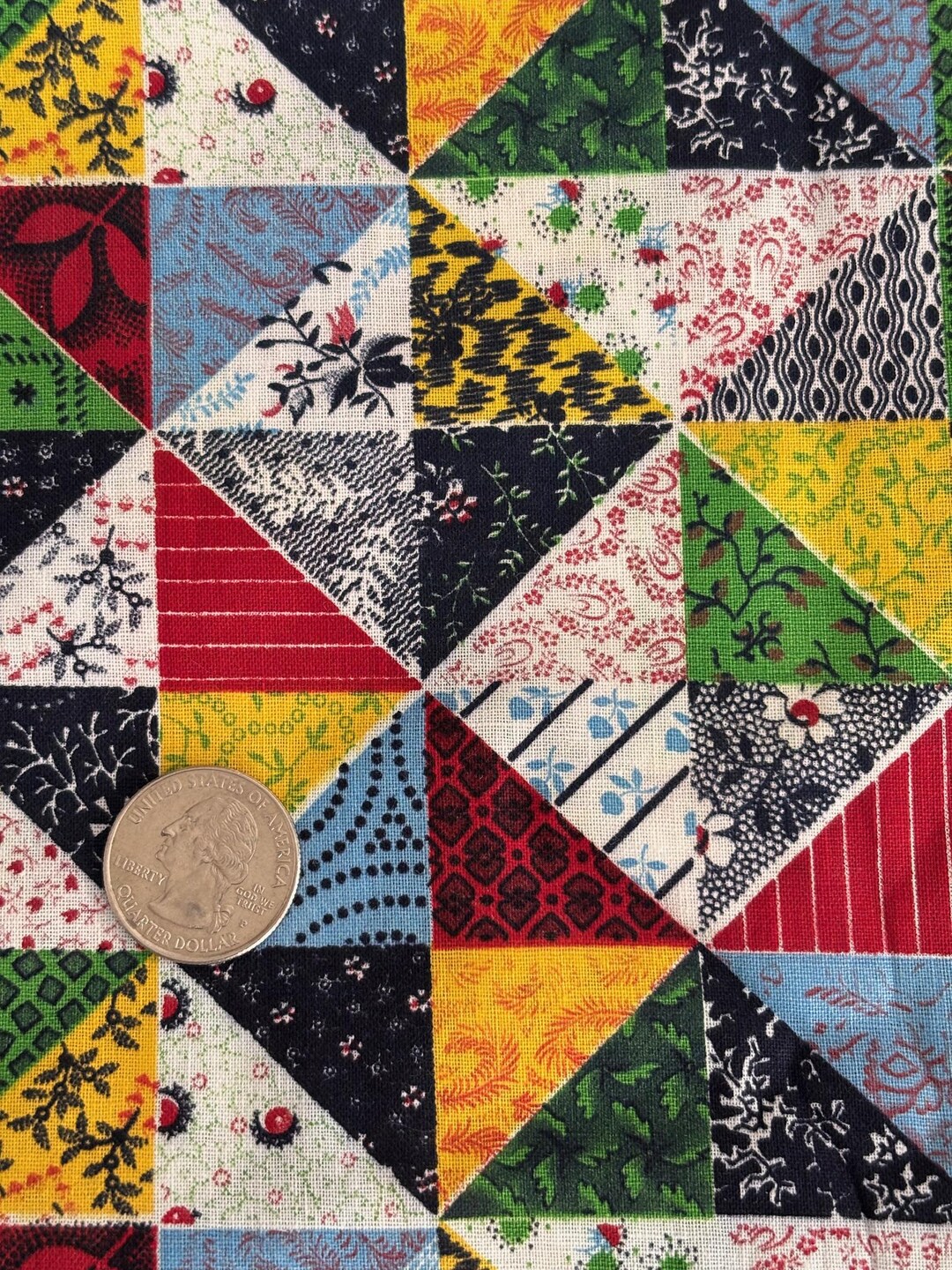 Vintage 1970s Cotton Patchwork Print Fabric, Selling by the Yard ...