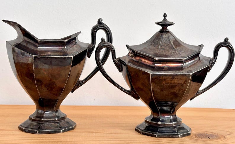 Reed & Barton Silverplate Sugar and Creamer, Embossed Monogram "g ...