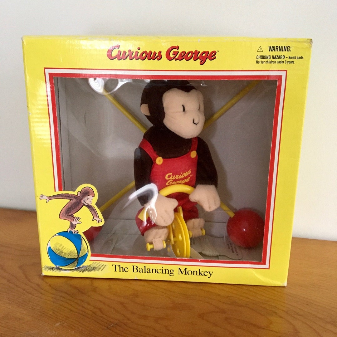 Vintage Curious George Toy, Balancing Monkey on Tightrope by Schylling ...
