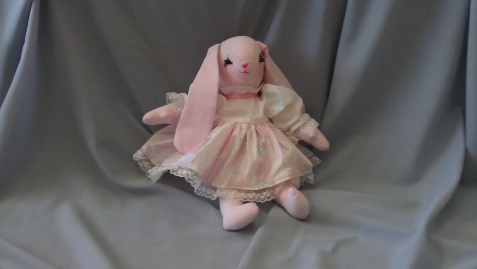 Handcrafted Pink Rabbit in Party Dress - Etsy
