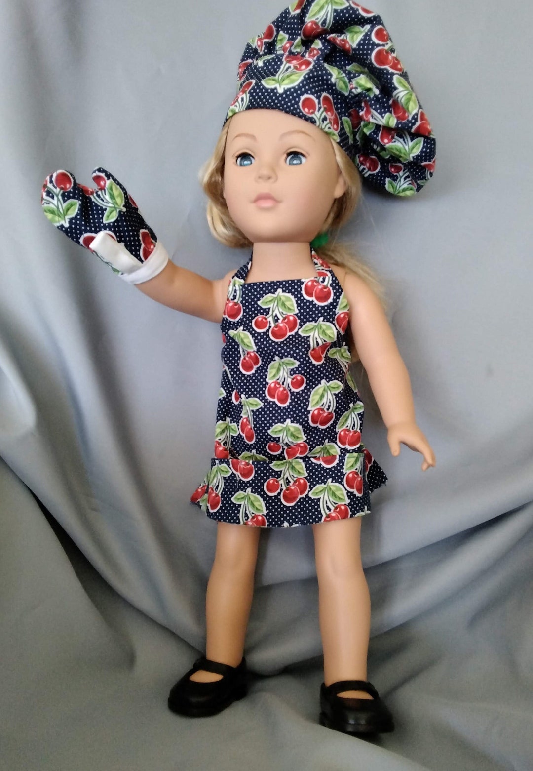 Dolly Chef's Apron, Hat and Hot Mitt for American Girl and 18 Inch ...