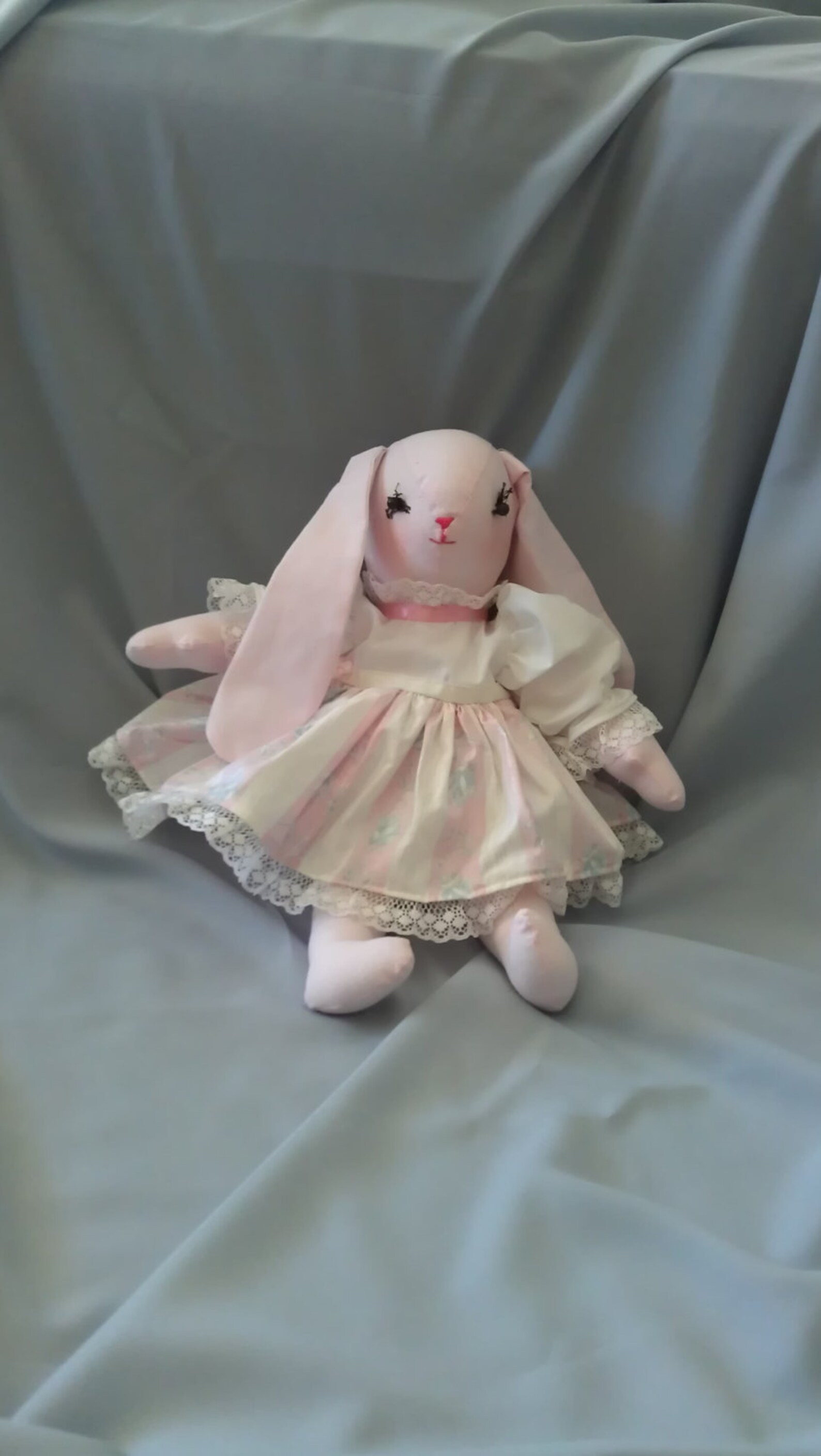 Handcrafted Pink Rabbit in Party Dress - Etsy