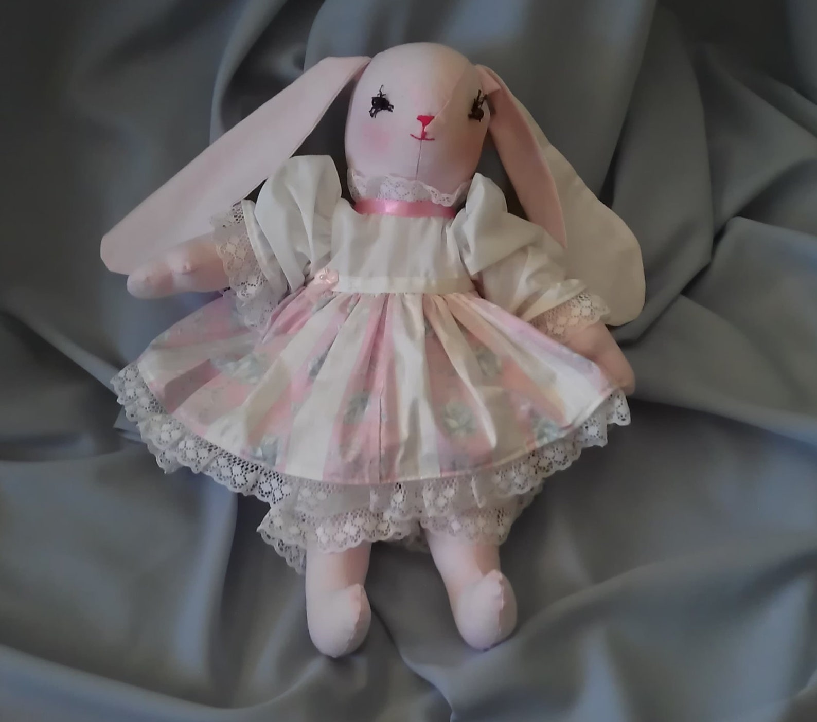 Handcrafted Pink Rabbit in Party Dress - Etsy