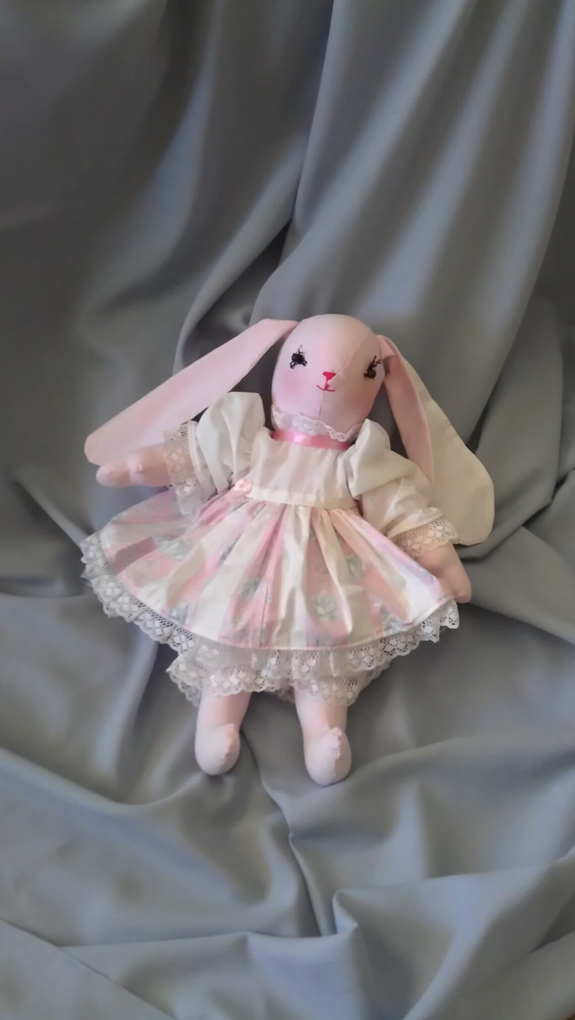 Handcrafted Pink Rabbit in Party Dress - Etsy