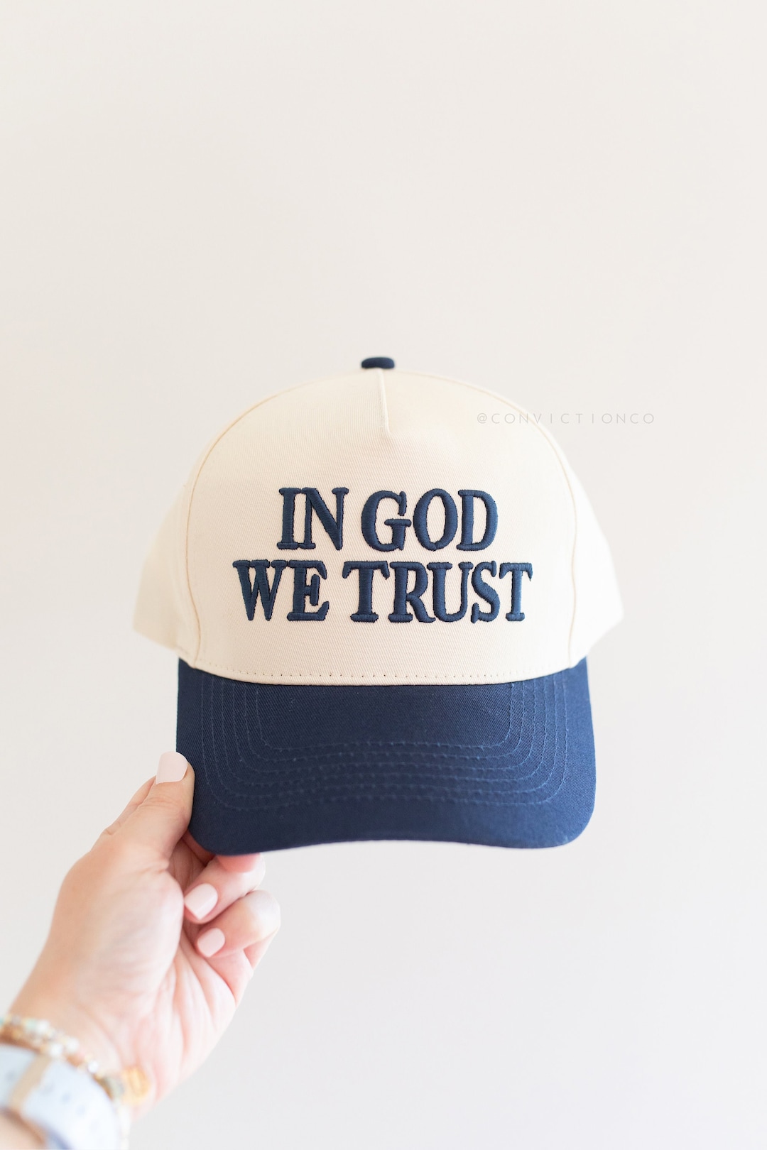 In God We Trust Hat | Navy & off White | Unisex Cap | Adjustable ...