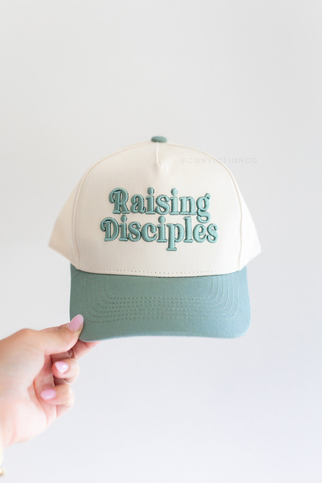 Raising Disciples Hat | Muted Teal & Off-white | Adjustable | Christian ...