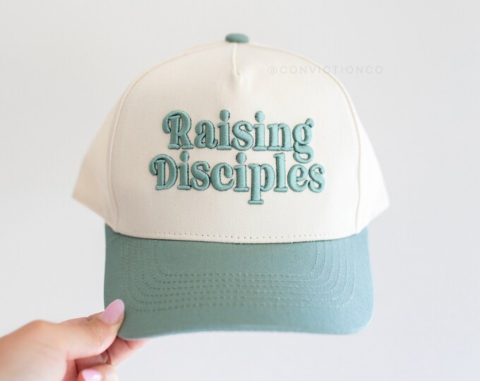 Raising Disciples Hat | Muted Teal & Off-white | Adjustable | Christian ...
