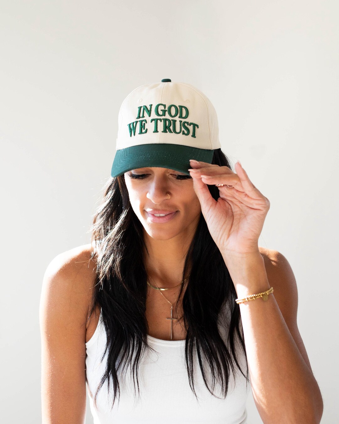 In God We Trust Baseball Hat | Dark Green & off White | Unisex Cap ...