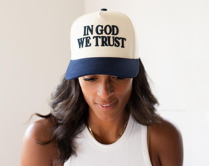 In God We Trust Hat | Navy & off White | Unisex Cap | Adjustable ...