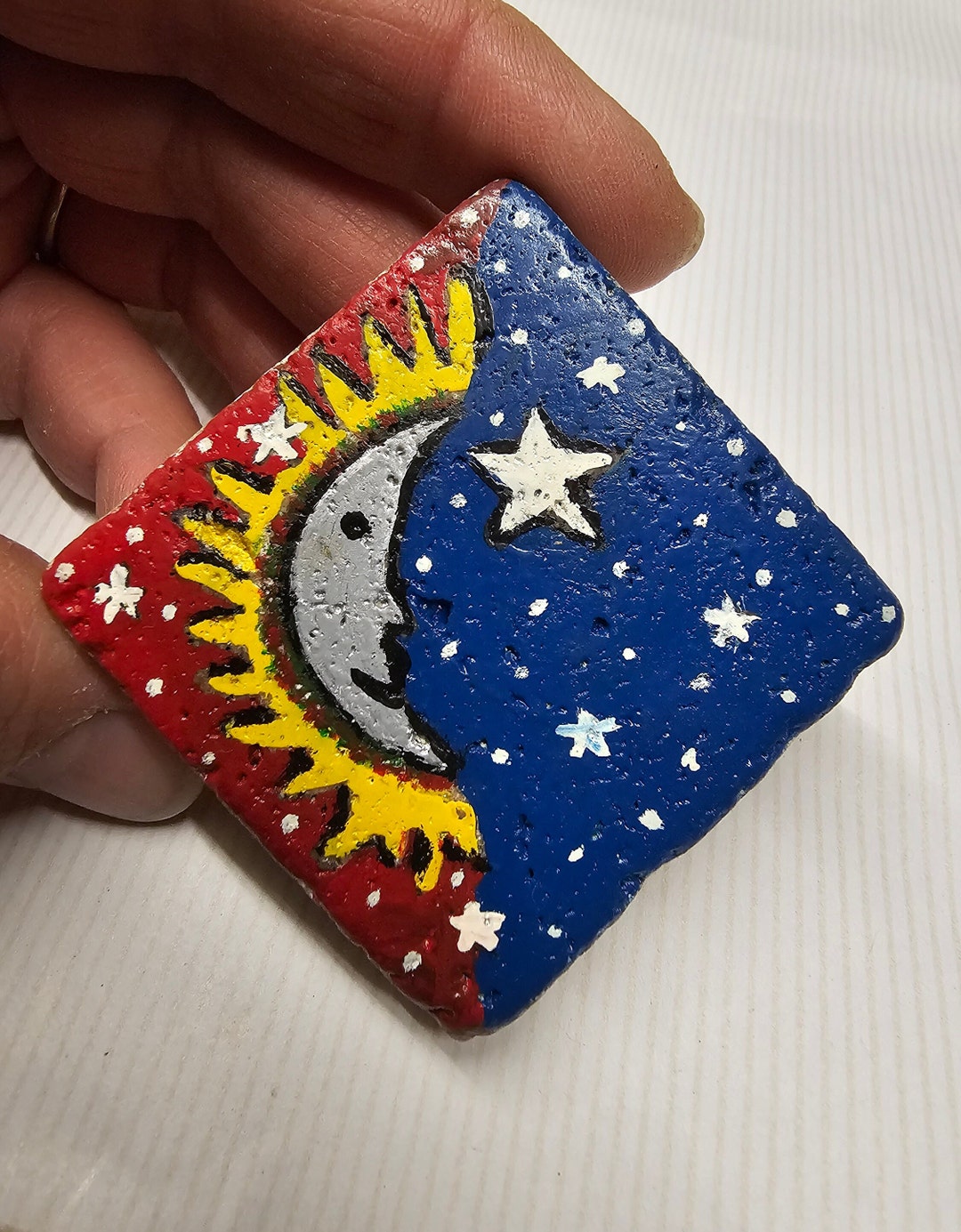 Sun Moon Night Day Magnet Hand Painted - Etsy