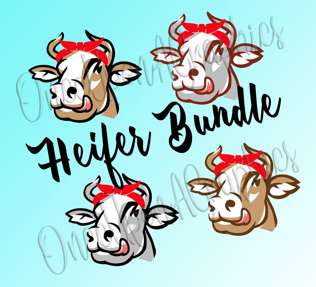 Heifer With Bandana SVG Bundle: Cow Face Graphics (digital Download) - Etsy