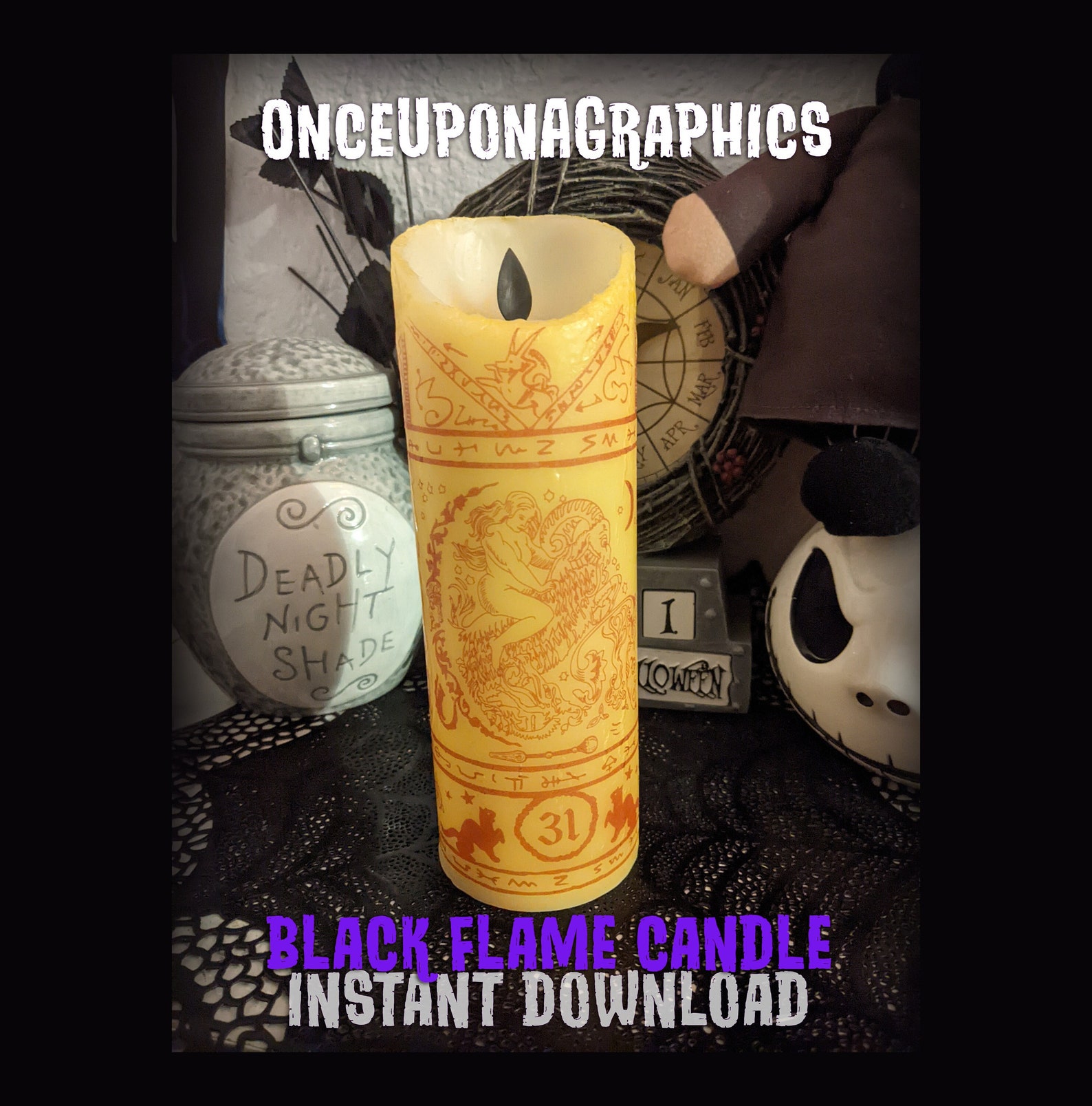 Hocus Pocus Black Flame Candle Design: DIY Tumbler & Candle (digital ...