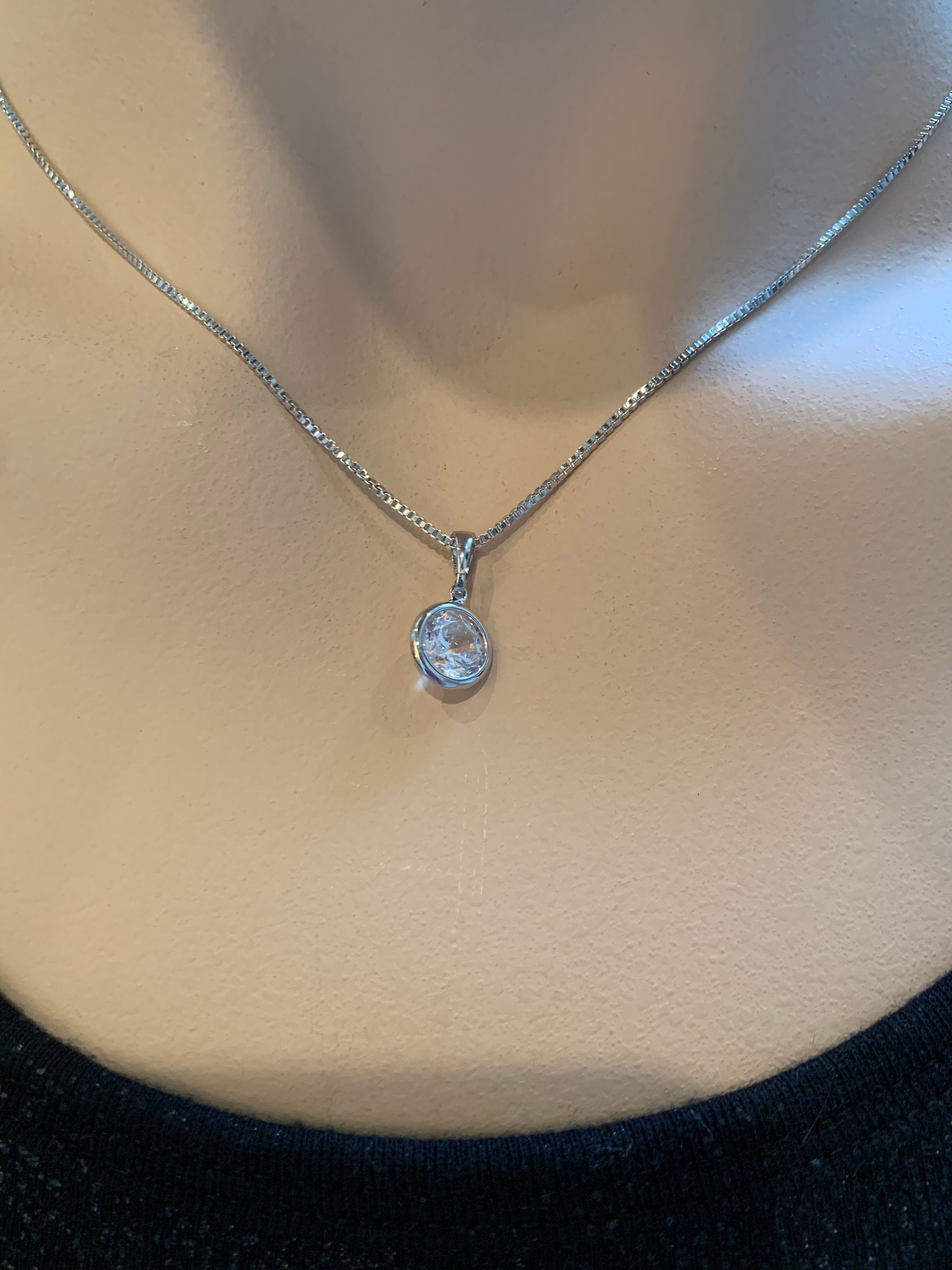 Floating Crystal Necklace, Floating Diamond Necklace, Solitaire Diamond ...