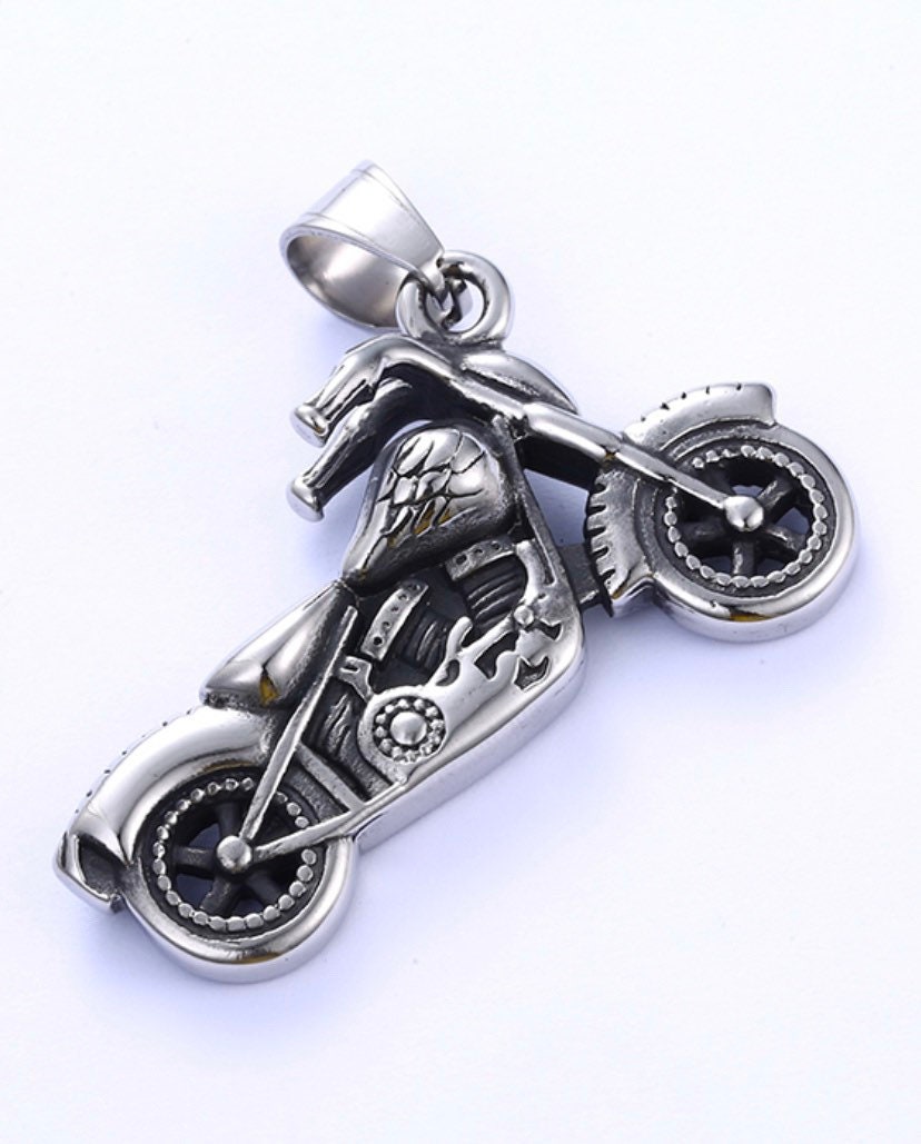 Heavy Biker Pendant // Motorcycle Jewelry // Stainless Steel - Etsy New ...