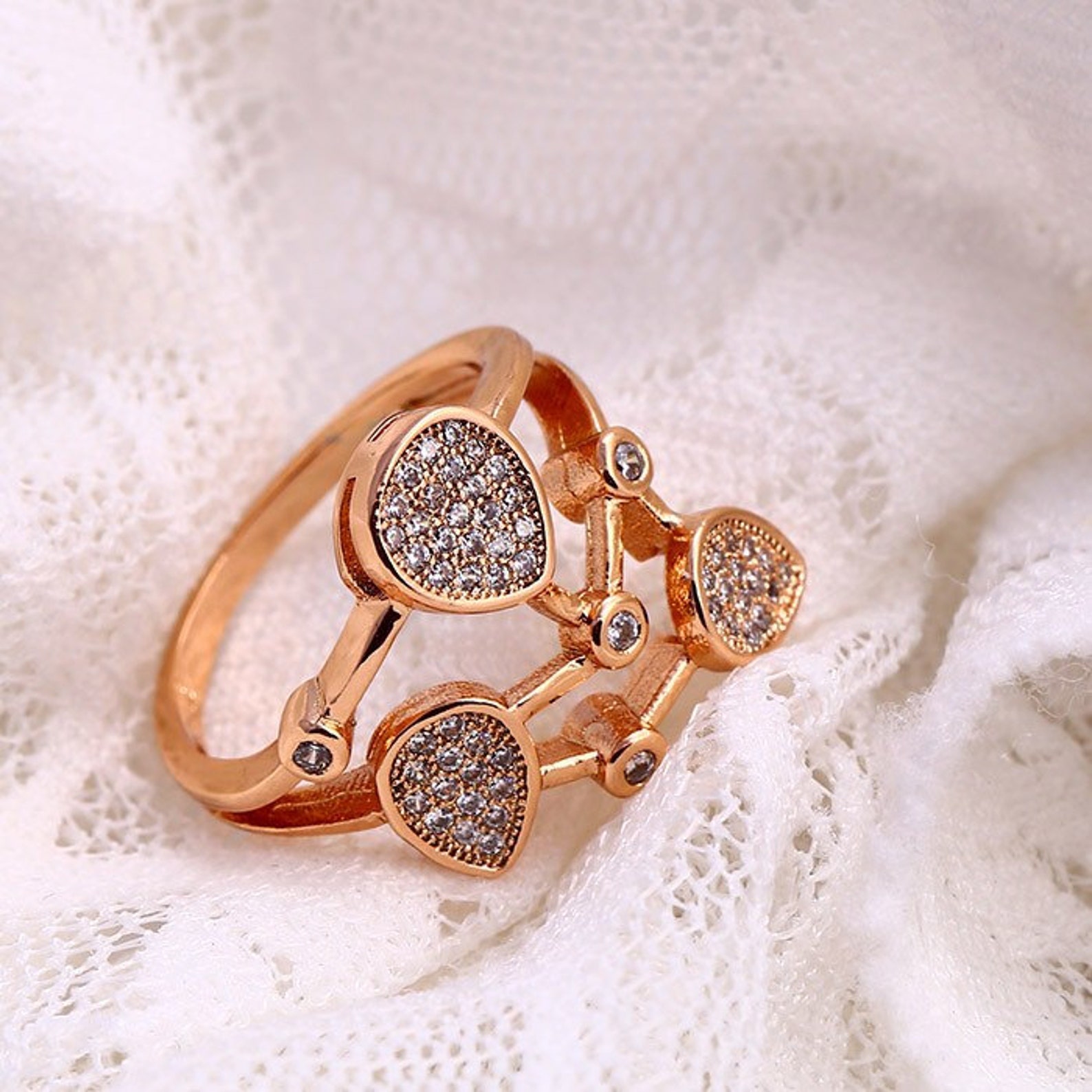 Unique Multi Stone Rose Gold Plated Ring size 6 Jewelry for - Etsy Canada