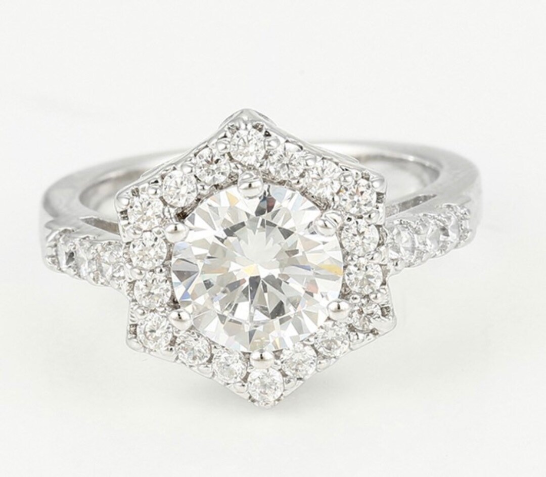 Bague Solitaire Diamond CZ pour femmes, Bague de mariage classique ...