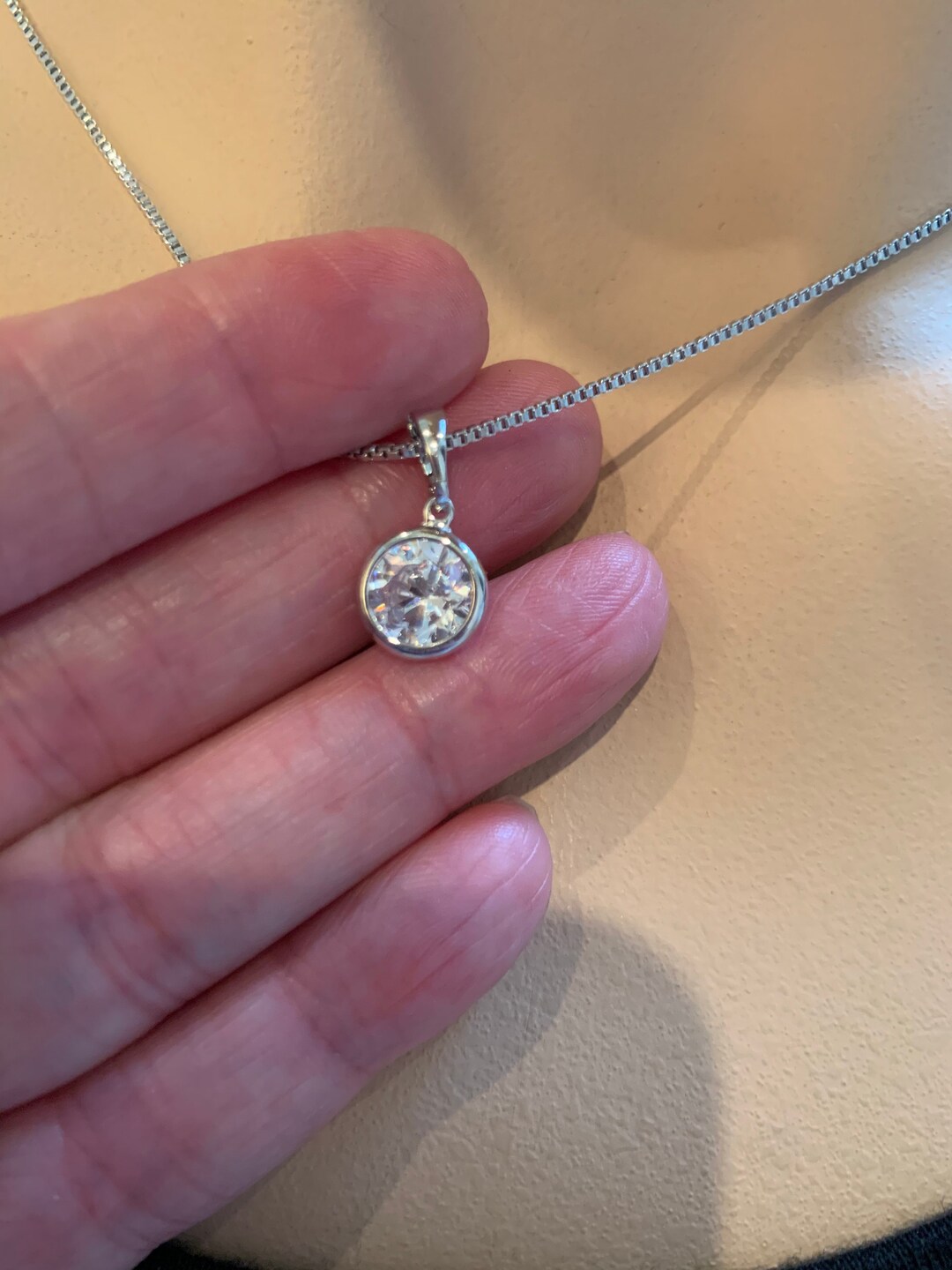 Floating Crystal Necklace, Floating Diamond Necklace, Solitaire Diamond ...