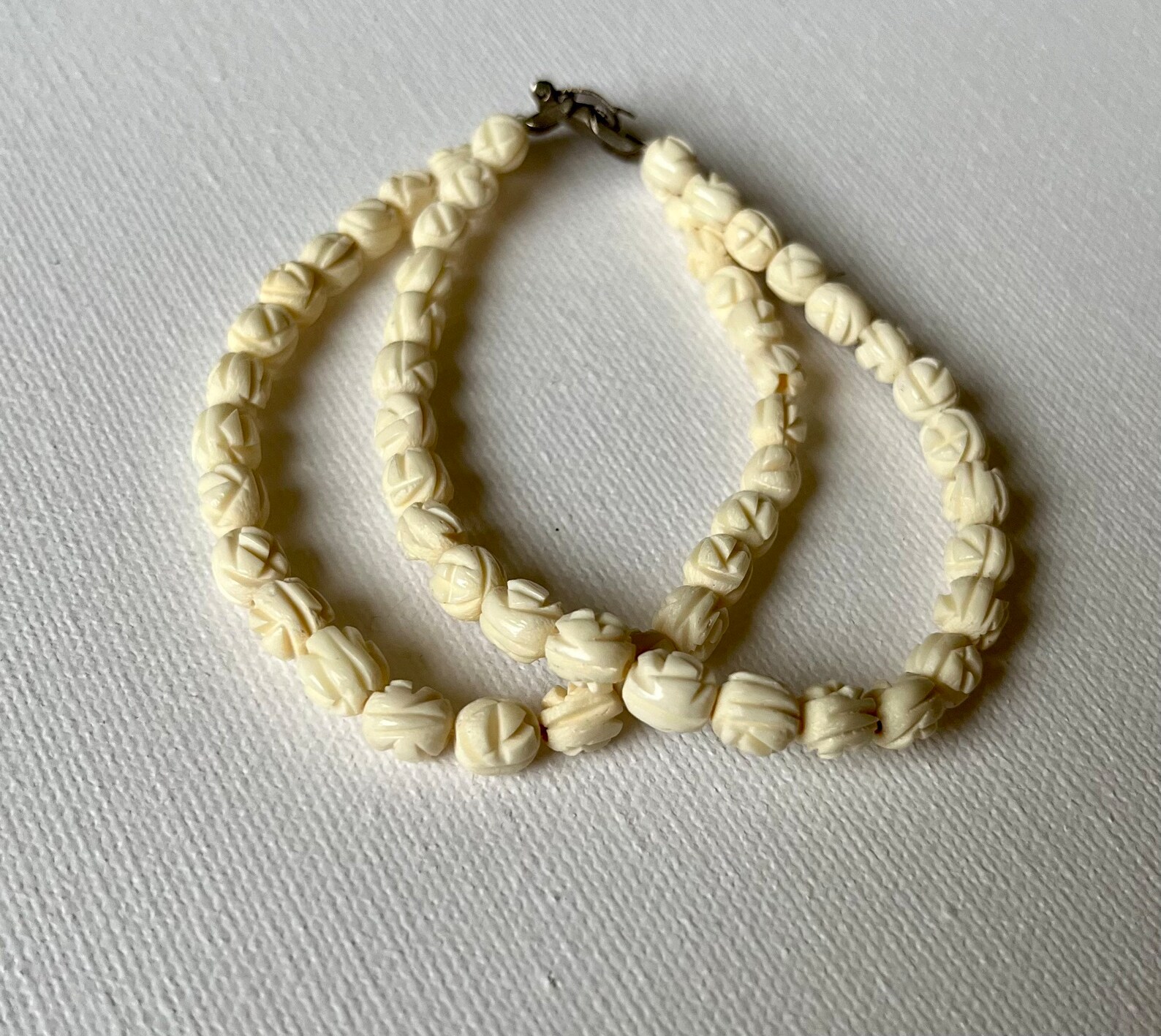 Vintage Bone Rose Bead Necklace With Matching Rose Bead Bracelet - Etsy