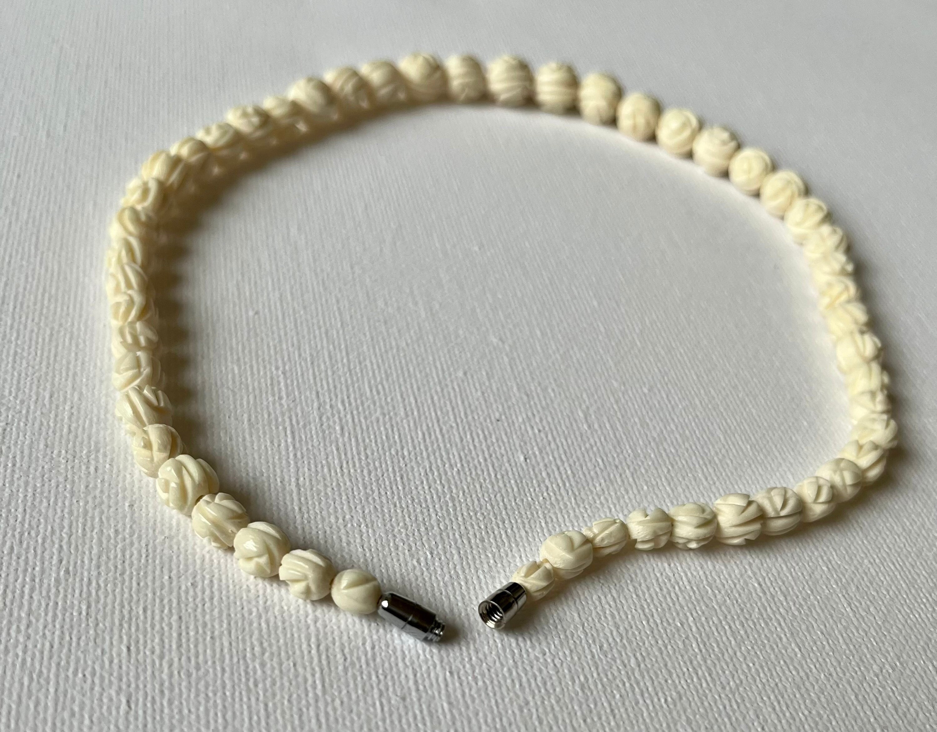 Vintage Bone Rose Bead Necklace With Matching Rose Bead Bracelet - Etsy