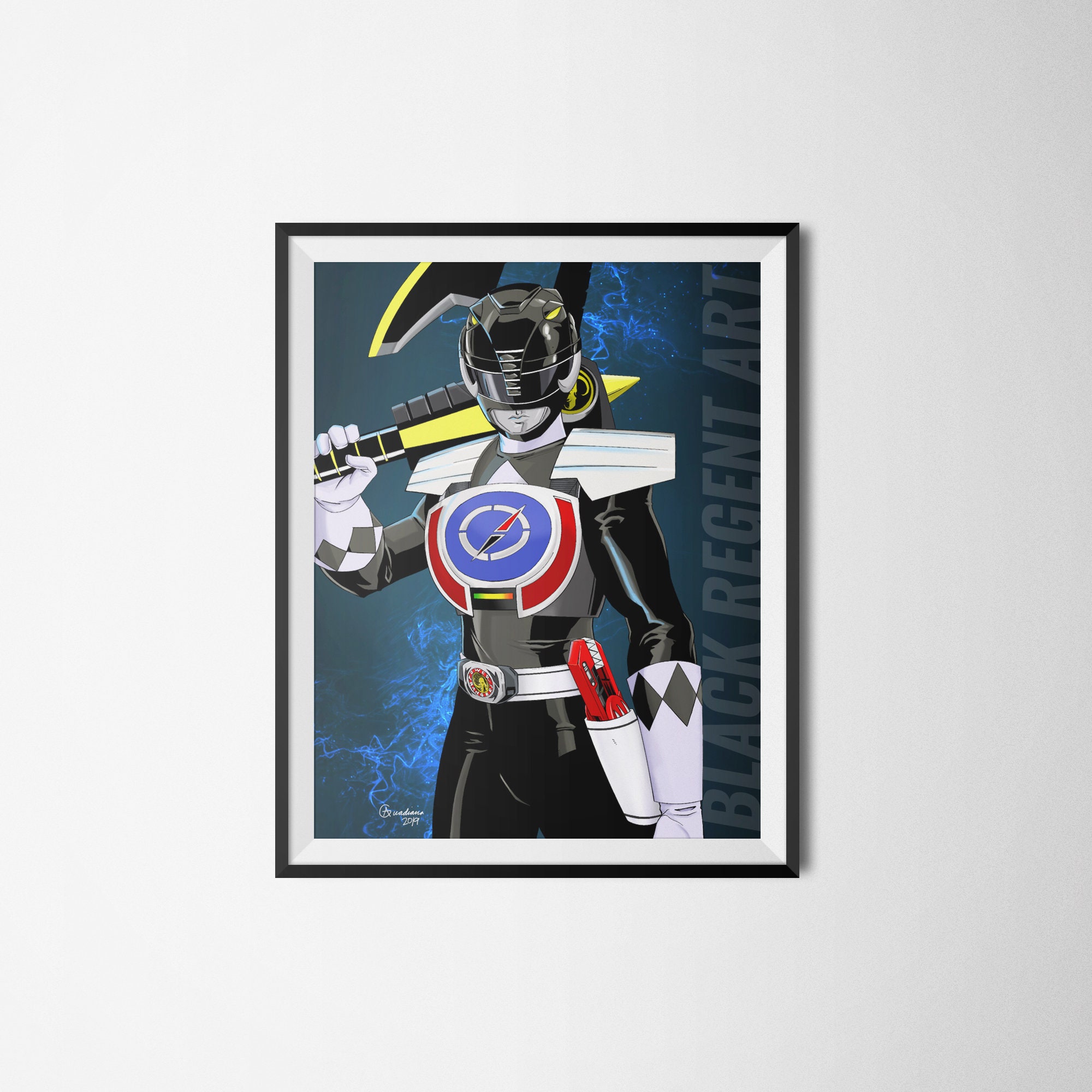 MMPR Black Ranger Digital Painting Art Print - Etsy