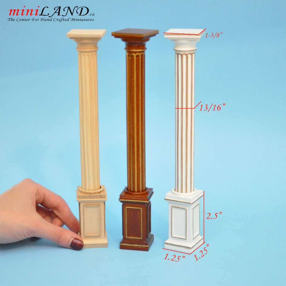 Quality WHITE GPB Round Column 410 Telescopic, Wood for 1:12 Dollhouse ...