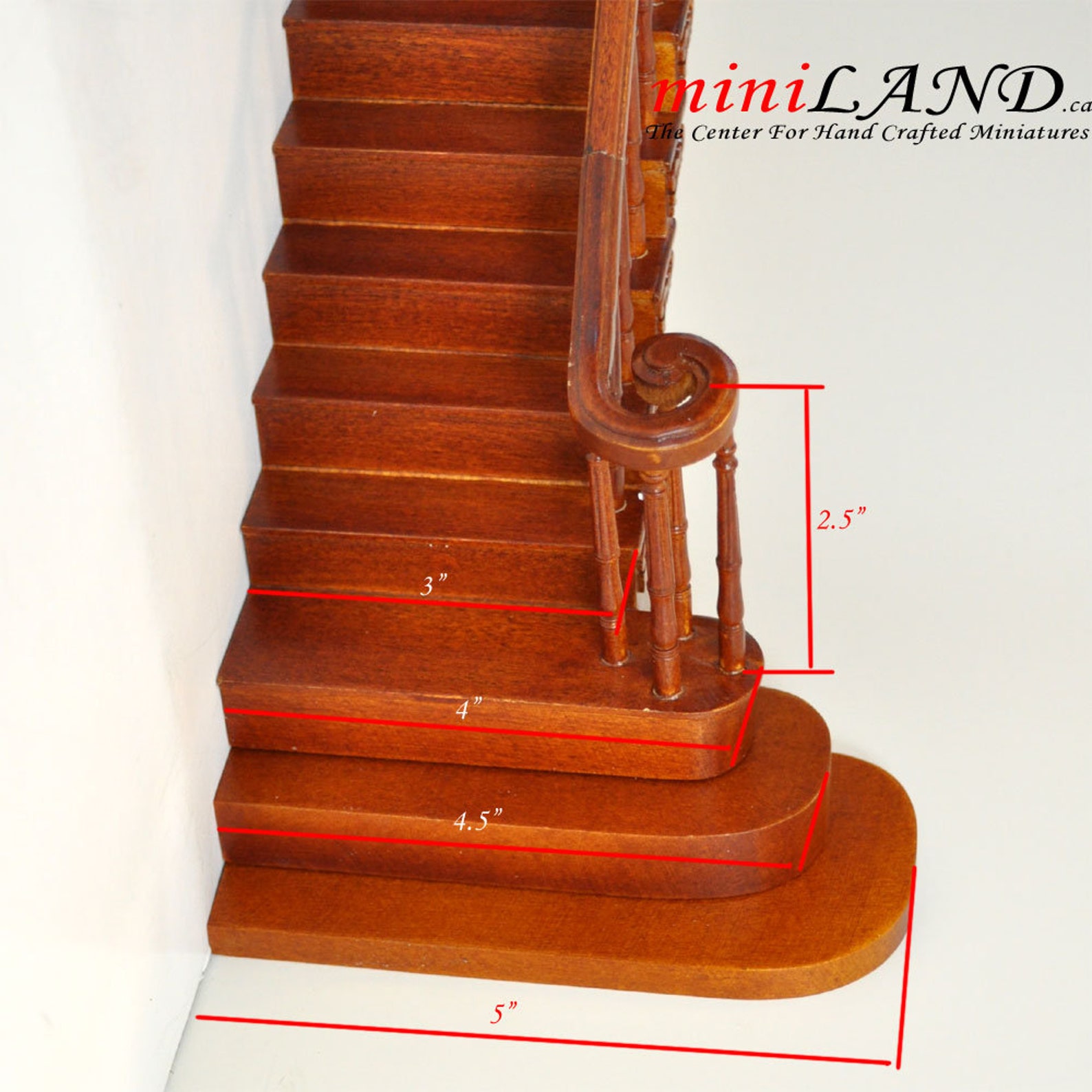 RIGHT Quality Staircase Set With Railings 1:12 Scale for 9"-10 ...