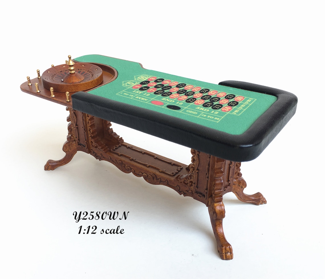 Miniature Roulette Casino Wheel Play Game for Dollhouse 1:12 Scale Bet ...
