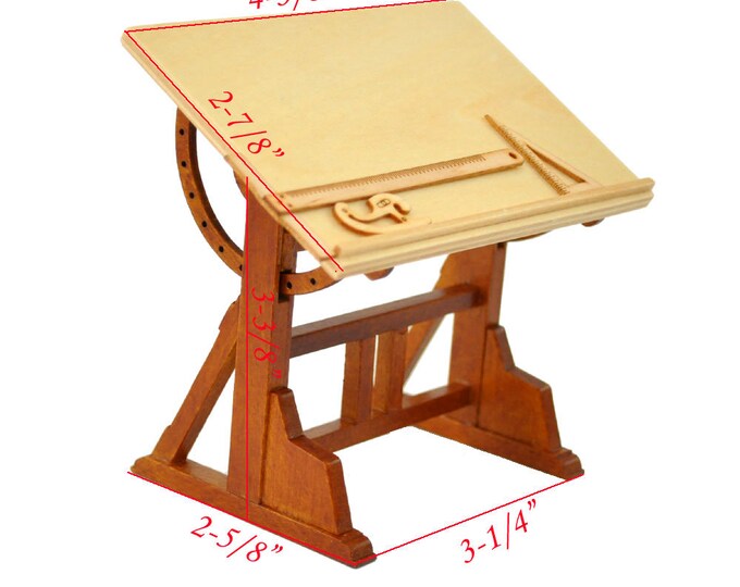 Architect's Wooden Drafting Drawing Table With Rulers 1:12 - Etsy