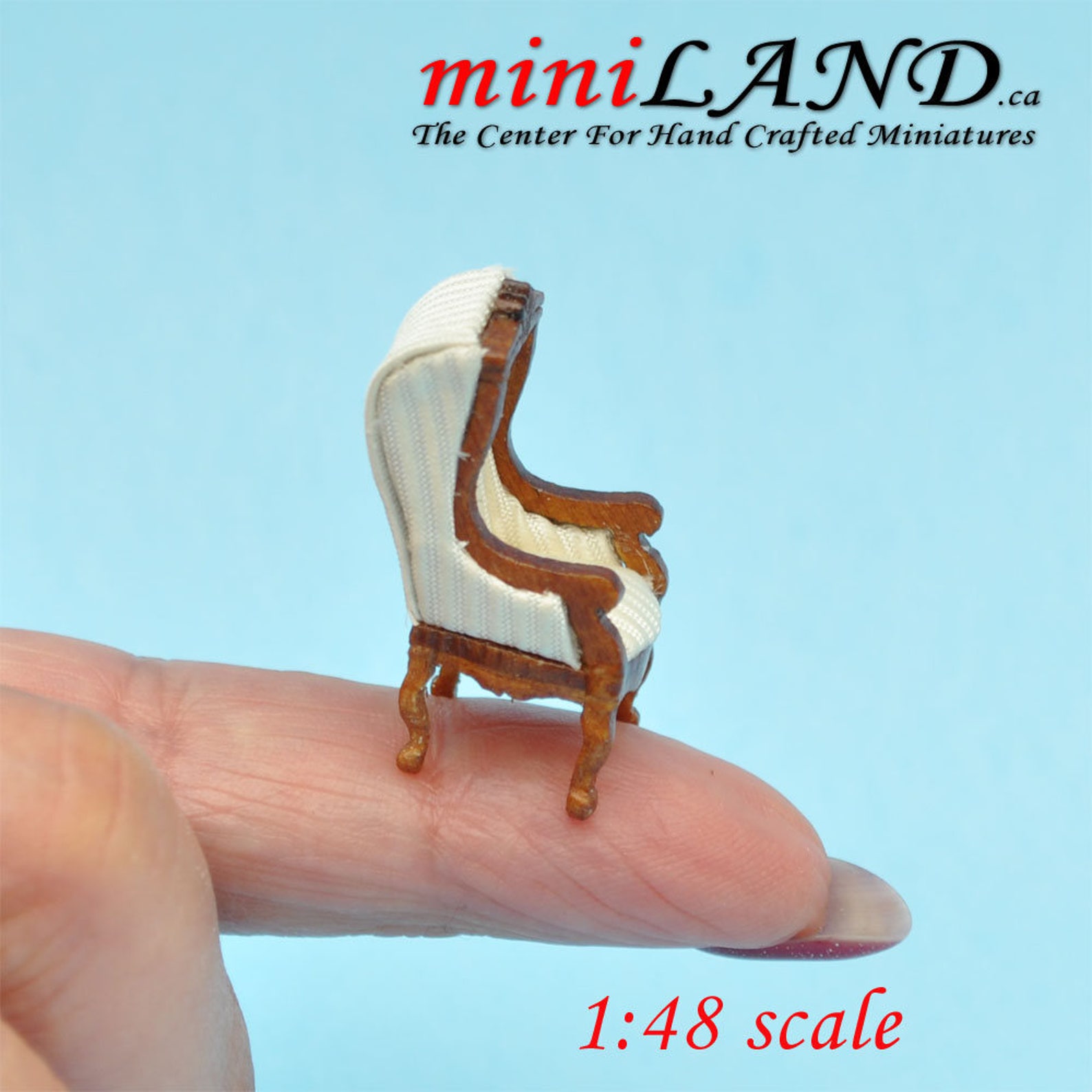 1:48 1/4" Quarter Scale Victorian Canopy Hooded Chair for Dollhouse ...