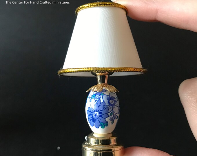 Miniature Blue/white Table Lamp Gold Ribbon Led Battery Light Brass ...