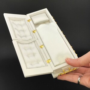 1:12 Wooden Miniature Coffin Casket WHITE Color With Brass Metal Rod ...