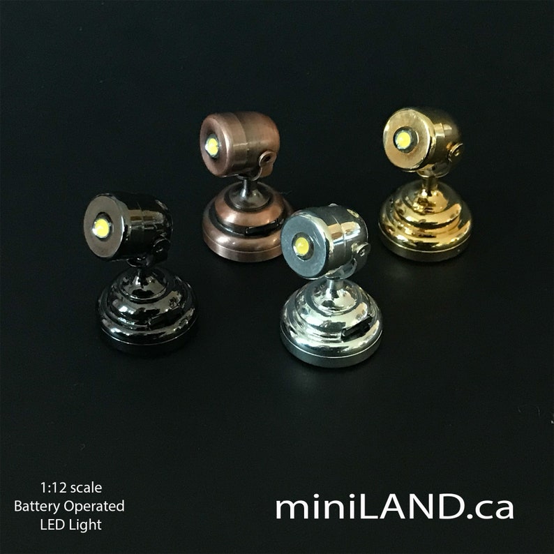 Miniature Spot Led Battery Light SILVER Lamp With On/off Switch for 1: ...