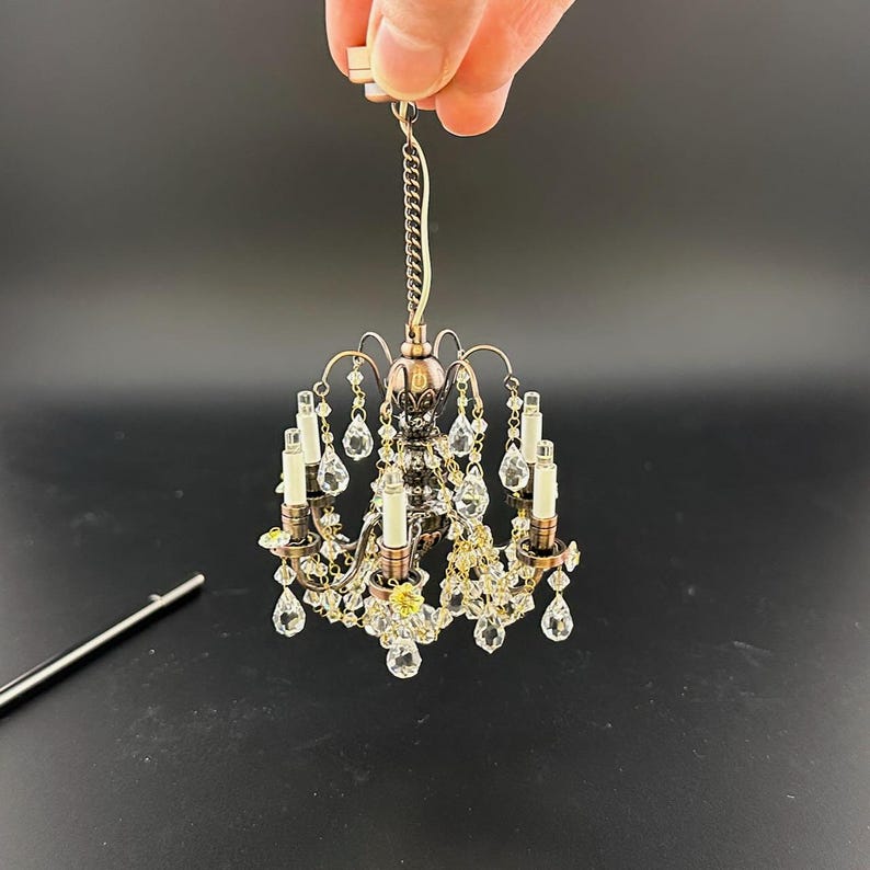 COPPER Crystal Chandelier 6 Arms Miniature Touchless Operation With ...