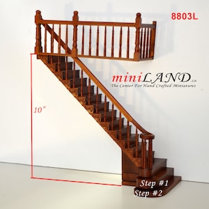 LEFT Quality Staircase Set With Railings 1:12 Scale for 9"-10 ...